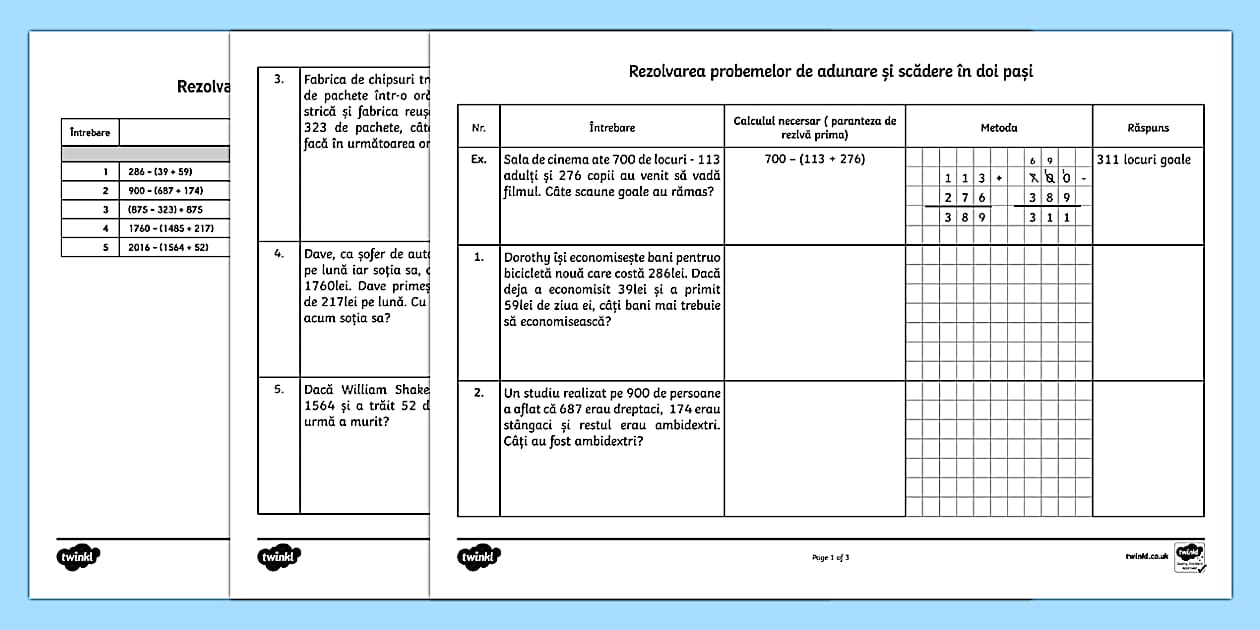 Lower Ability Rezolvarea problemelor de adunare și scădere în 2 pași