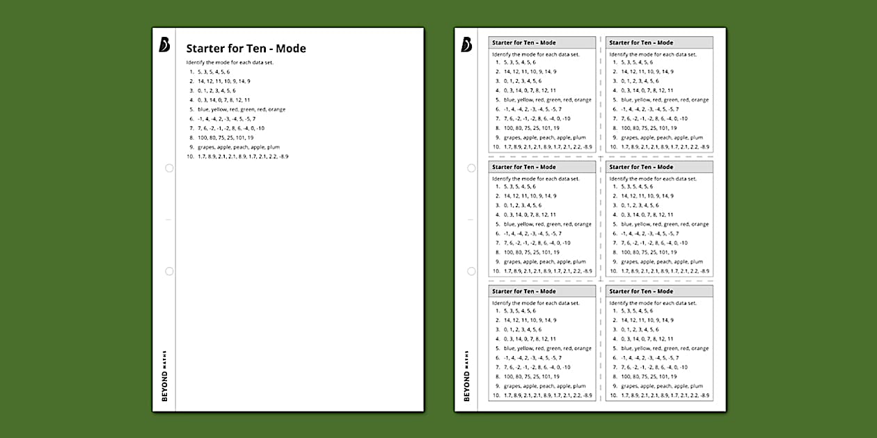 👉 Starter for Ten - Mode (teacher made) - Twinkl