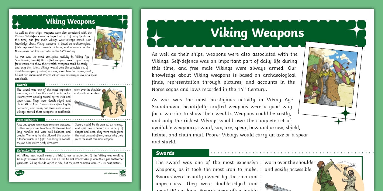 Viking Weapons Fact Sheet (Teacher-Made) - Twinkl