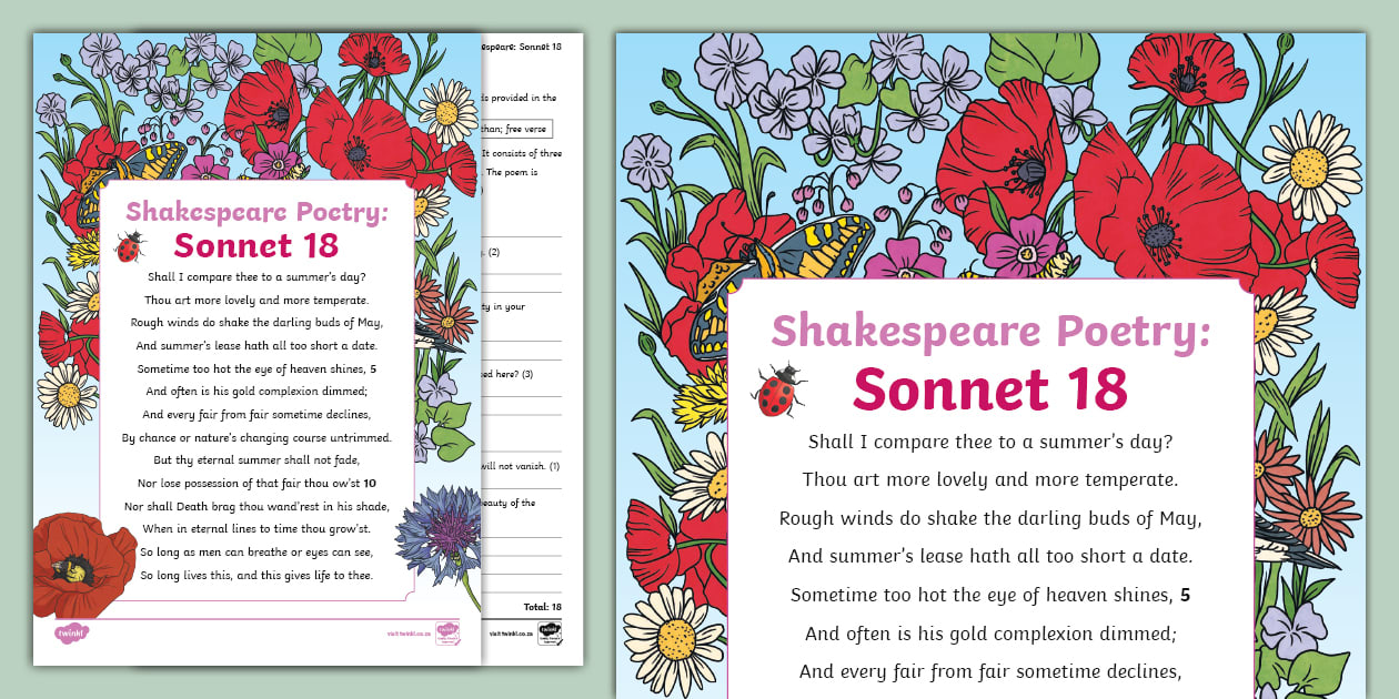 Shakespeare Poetry: Sonnet 18 (teacher made) - Twinkl