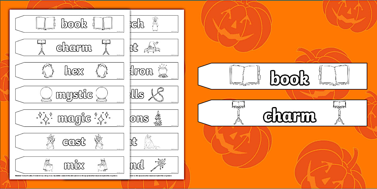 Witches Vocabulary Colouring Paper Chains (teacher made)