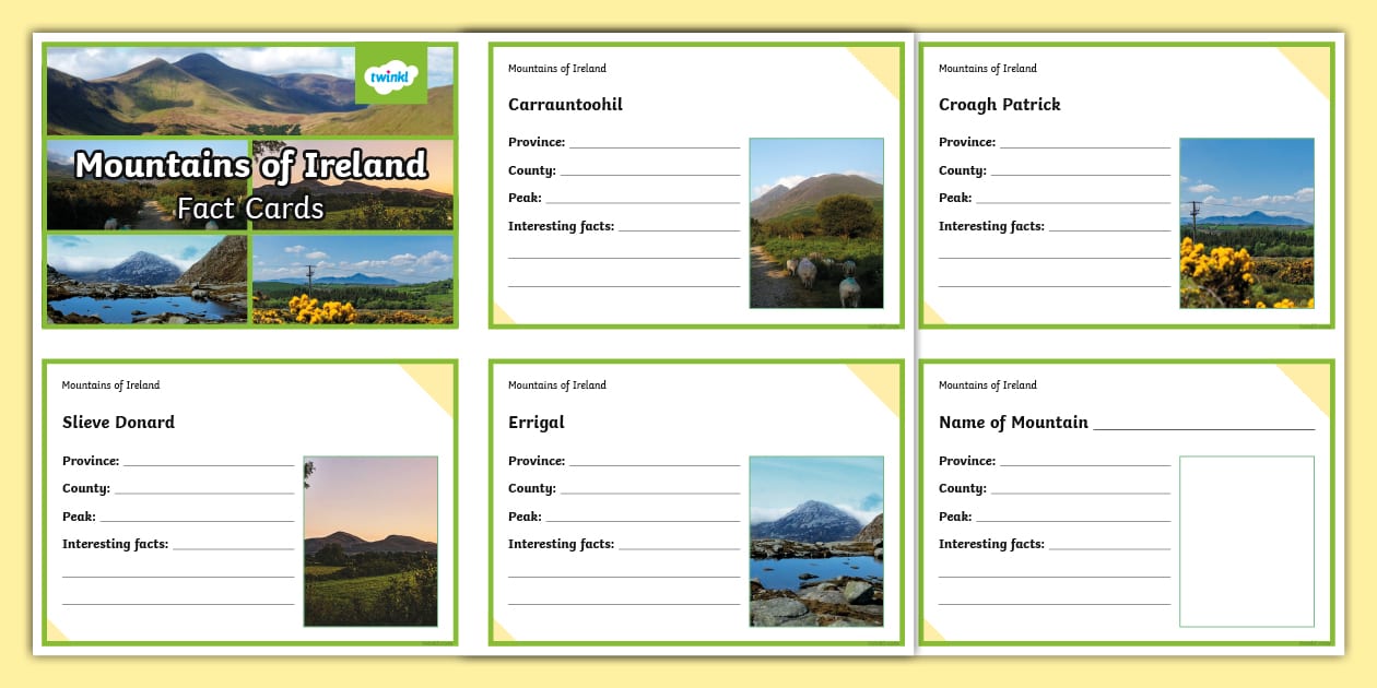 Mountains of Ireland Fact Card Templates (teacher made)