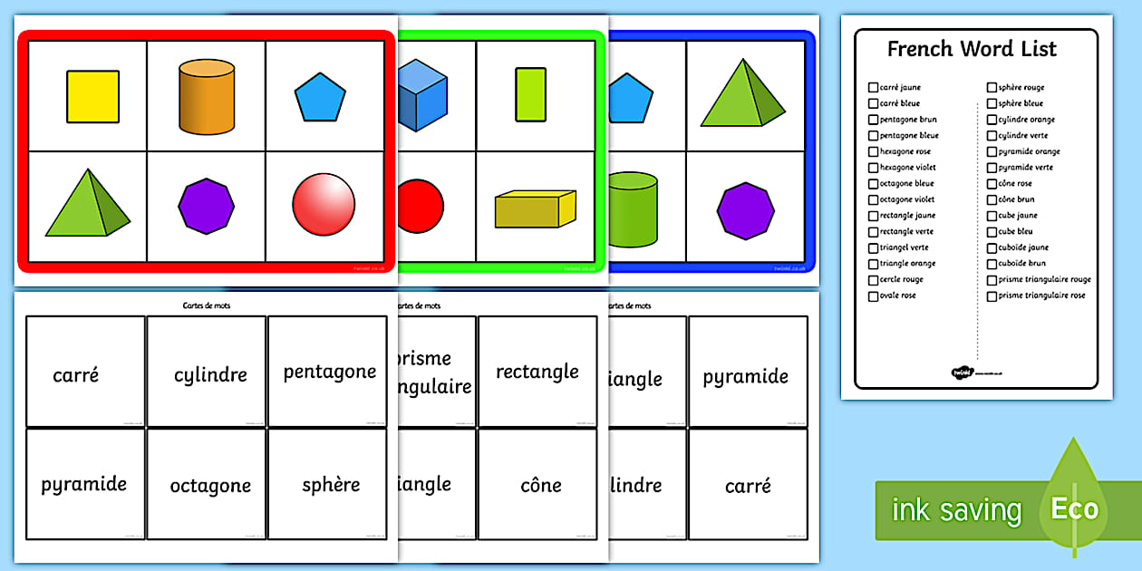 2D and 3D Shape Bingo - 2D and 3D Shape Bingo French