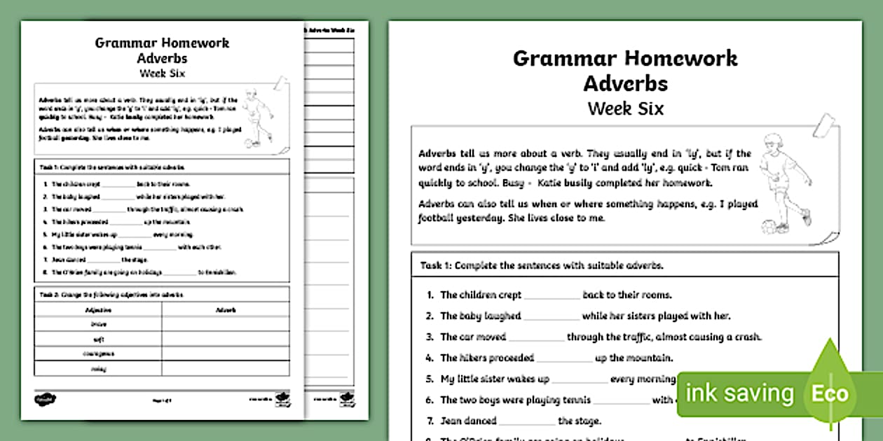 Editable Grammar Homework Week Six (teacher made) - Twinkl
