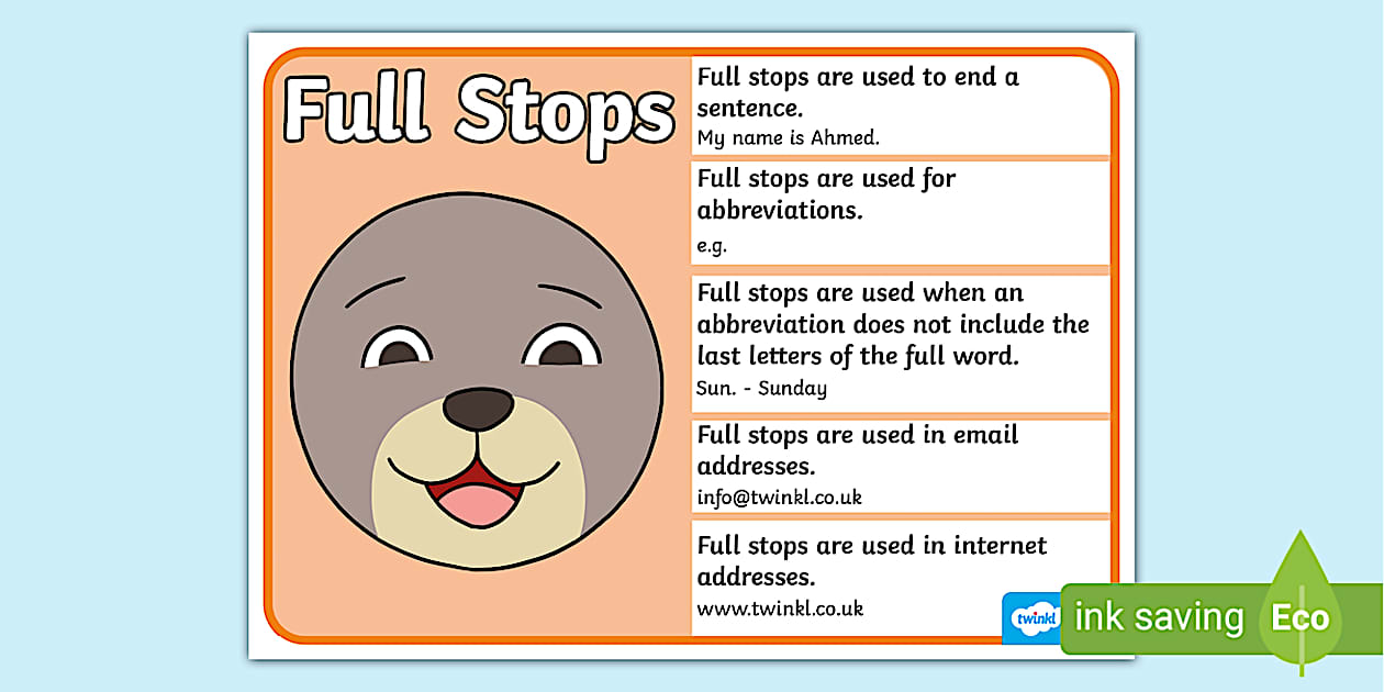 Full Stop Poster | Classroom Display | South Africa - Twinkl