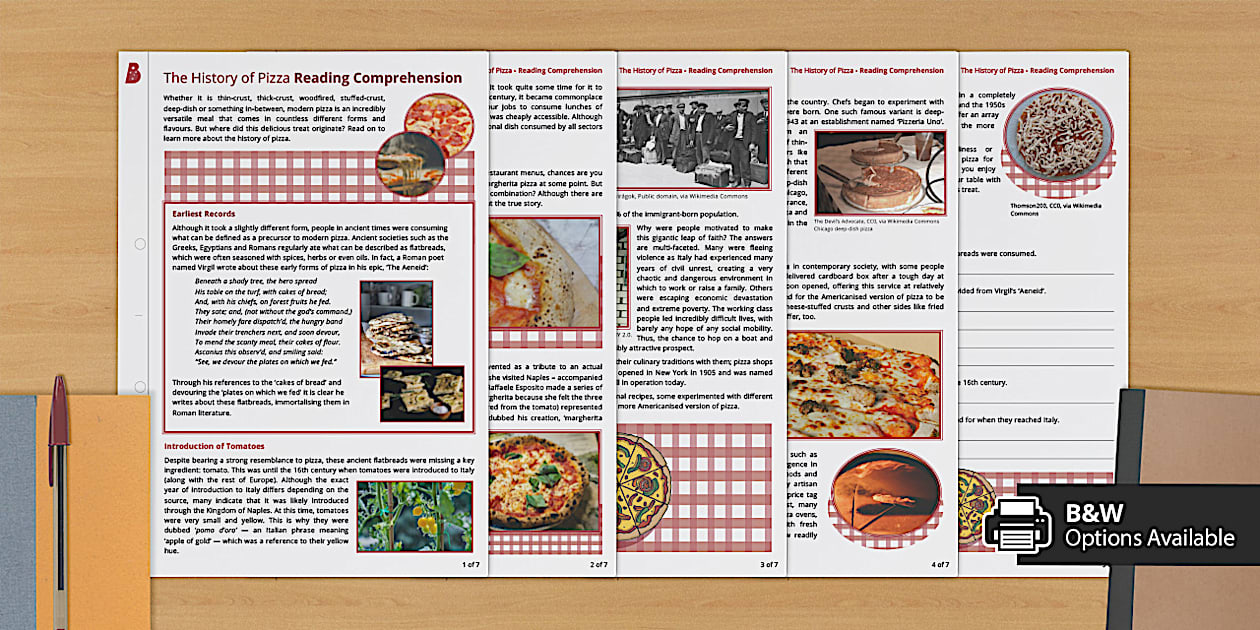 The History of Pizza - Reading Comprehension (teacher made)