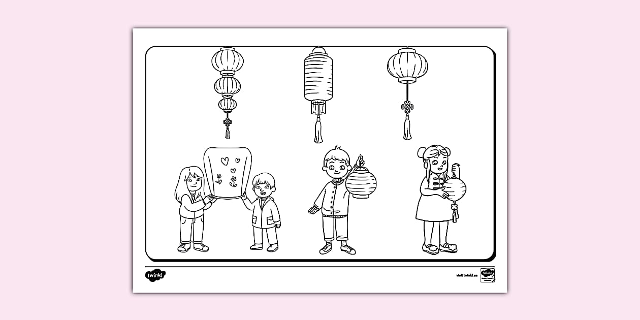 Lantern Festival Colouring Sheet (teacher made) - Twinkl