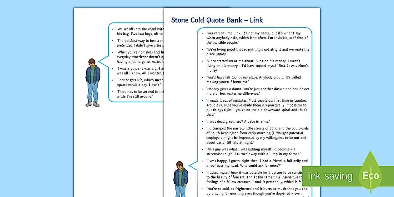 Link Quote Bank Worksheet / Worksheet to Support Teaching on 'Stone ...