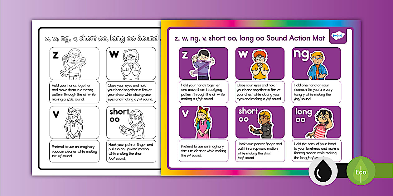 Phonics Canada Group 5 z, w, ng, v, short/long oo Sound Mat