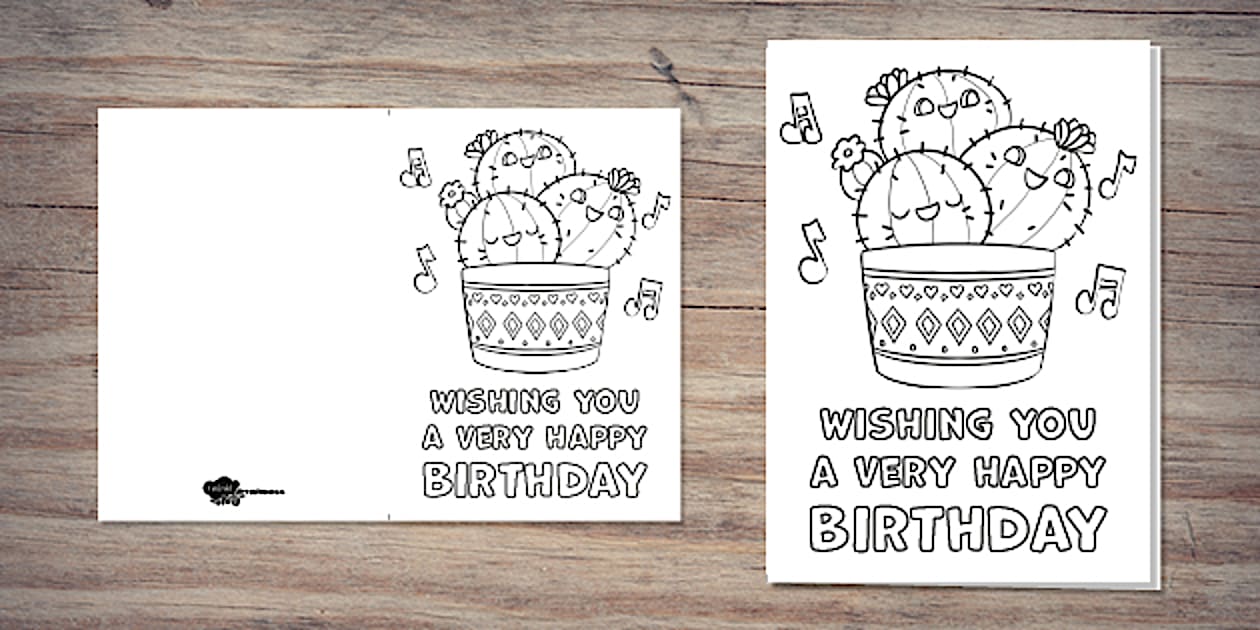 Cactus Happy Birthday Colouring Card | Twinkl Party - Twinkl