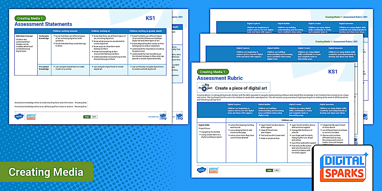 Digital Sparks: Creating Media 1: Assessment Pack - Twinkl