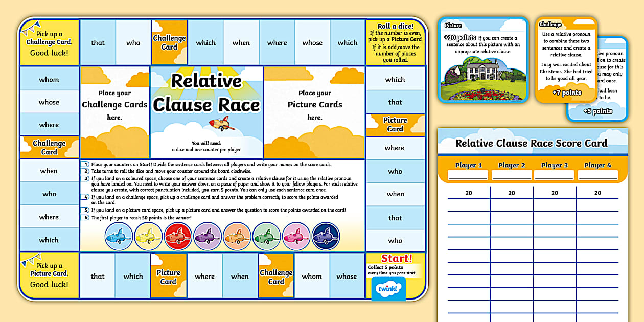 Relative Clauses Board Game – English – KS2 Resource