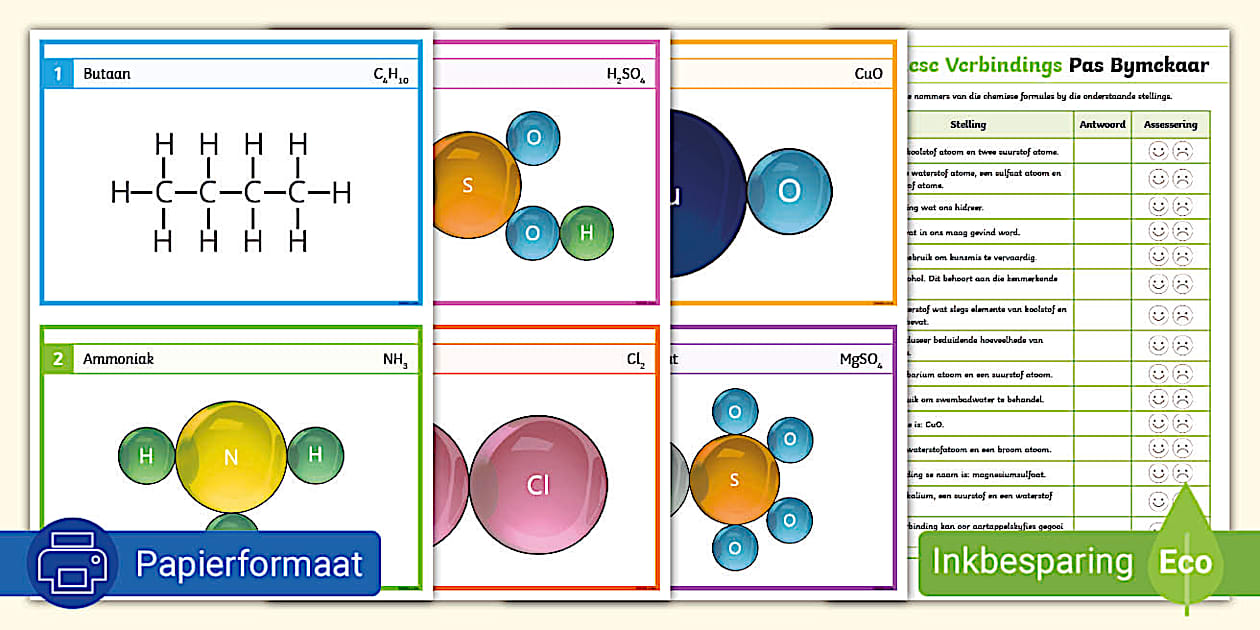 Chemiese Verbindings Pas Bymekaar Aktiwiteit - Twinkl