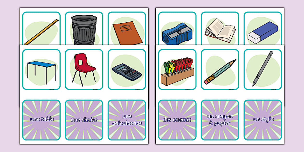 Cartes flash : Les fournitures scolaires