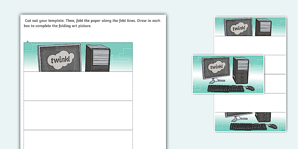 Computer Folding Art Template (Teacher-Made) - Twinkl