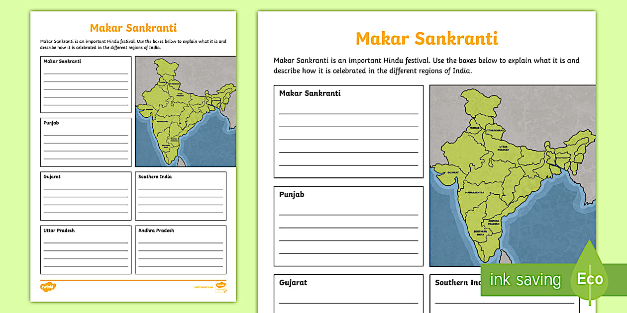 KS2 Makar Sankranti Differentiated Worksheet / Worksheet