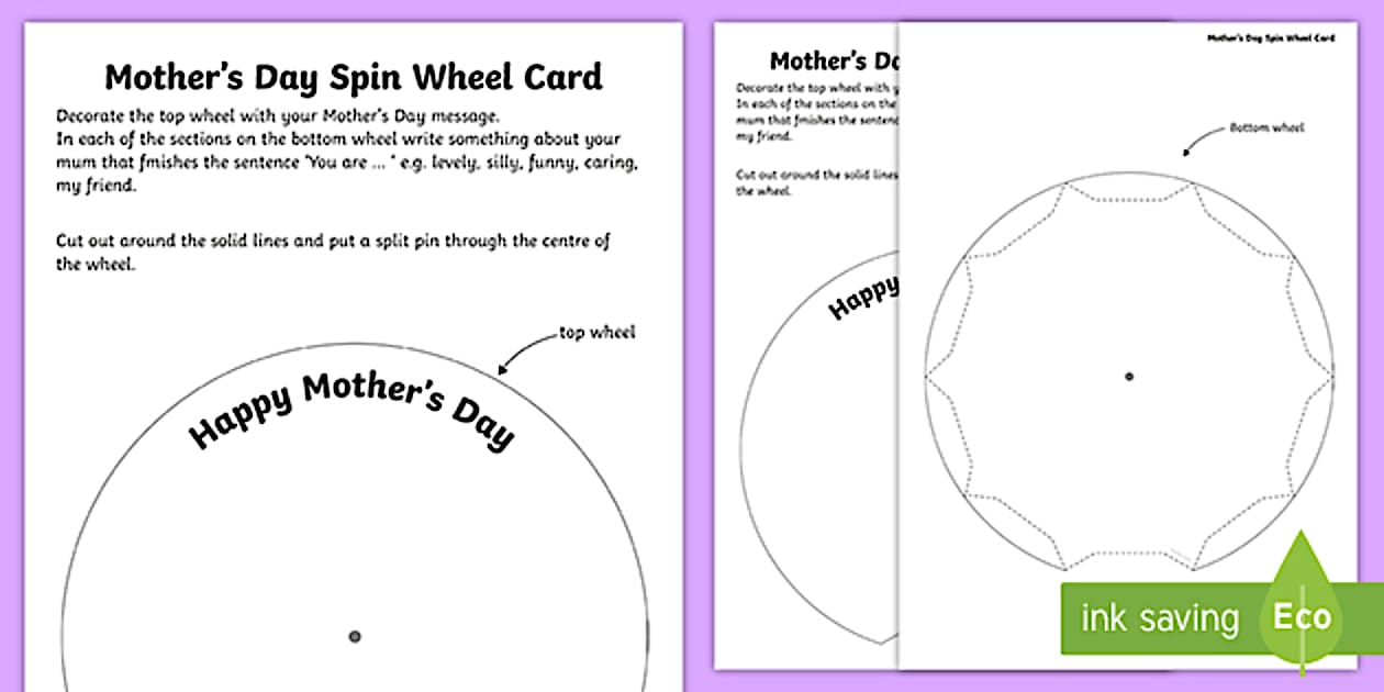 Editable Mother's Day Spin Wheel Card (teacher made)