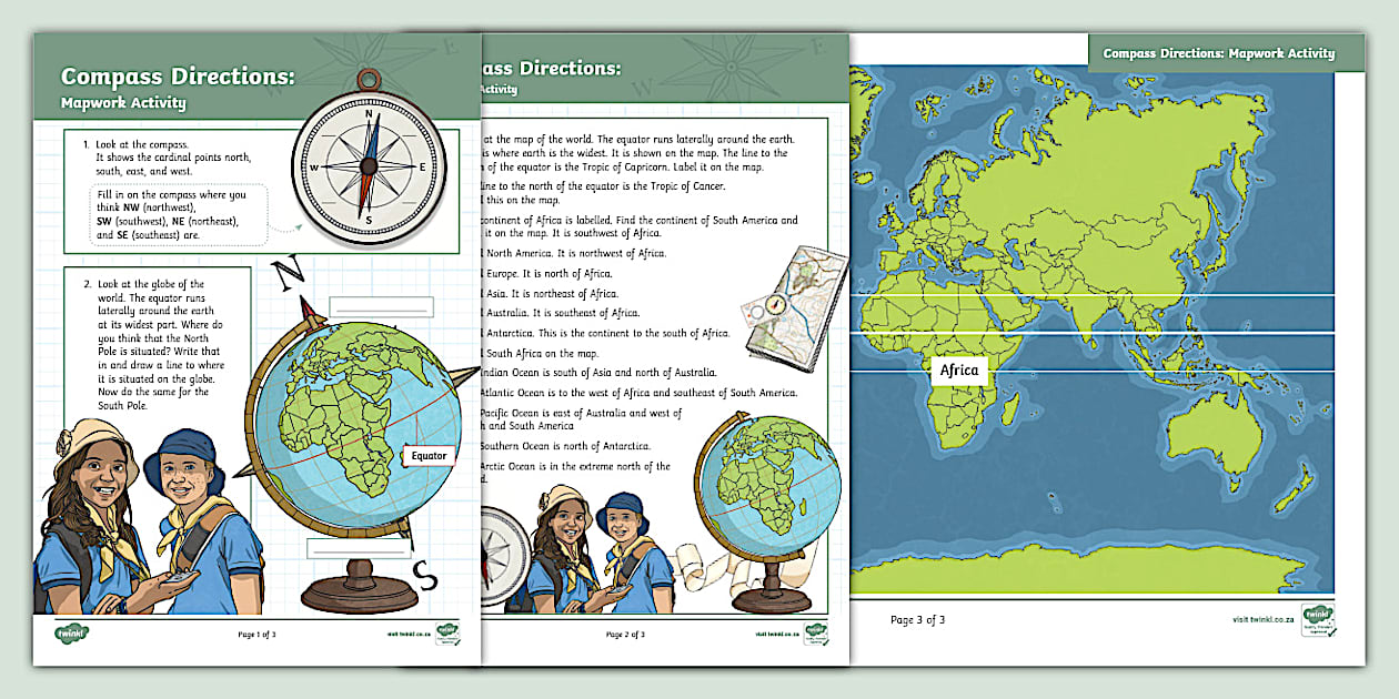 Mapwork - Compass Directions Activity - Twinkl South Africa