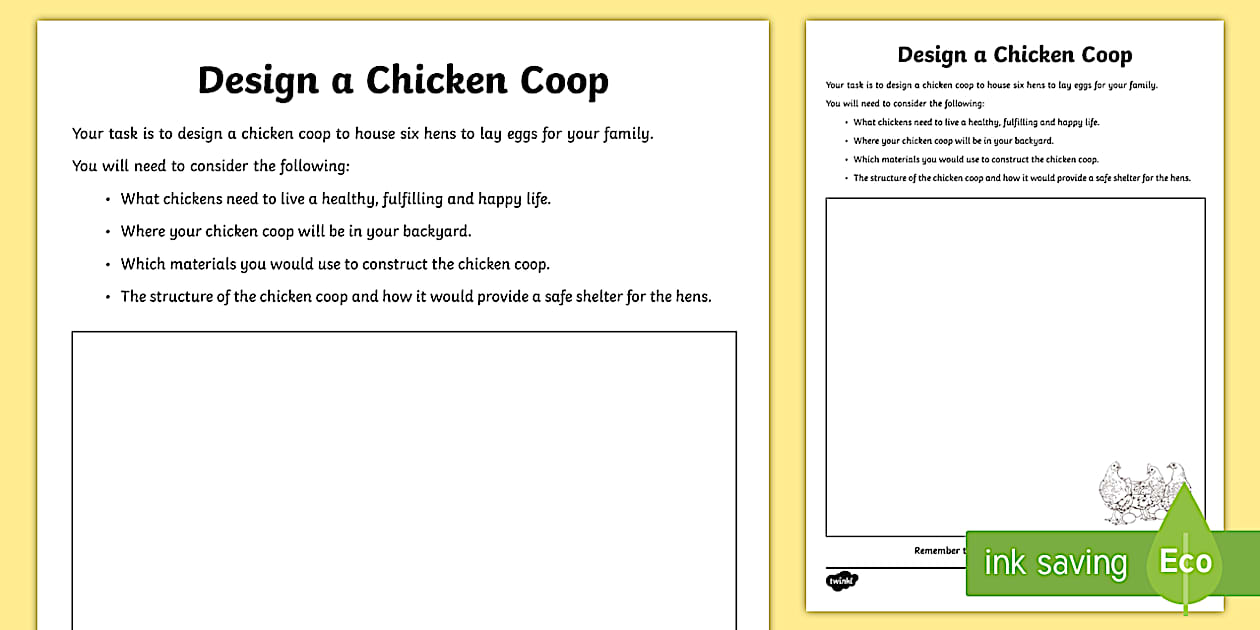 TAS Animal Housing Design a Chicken Coop Worksheet - Twinkl