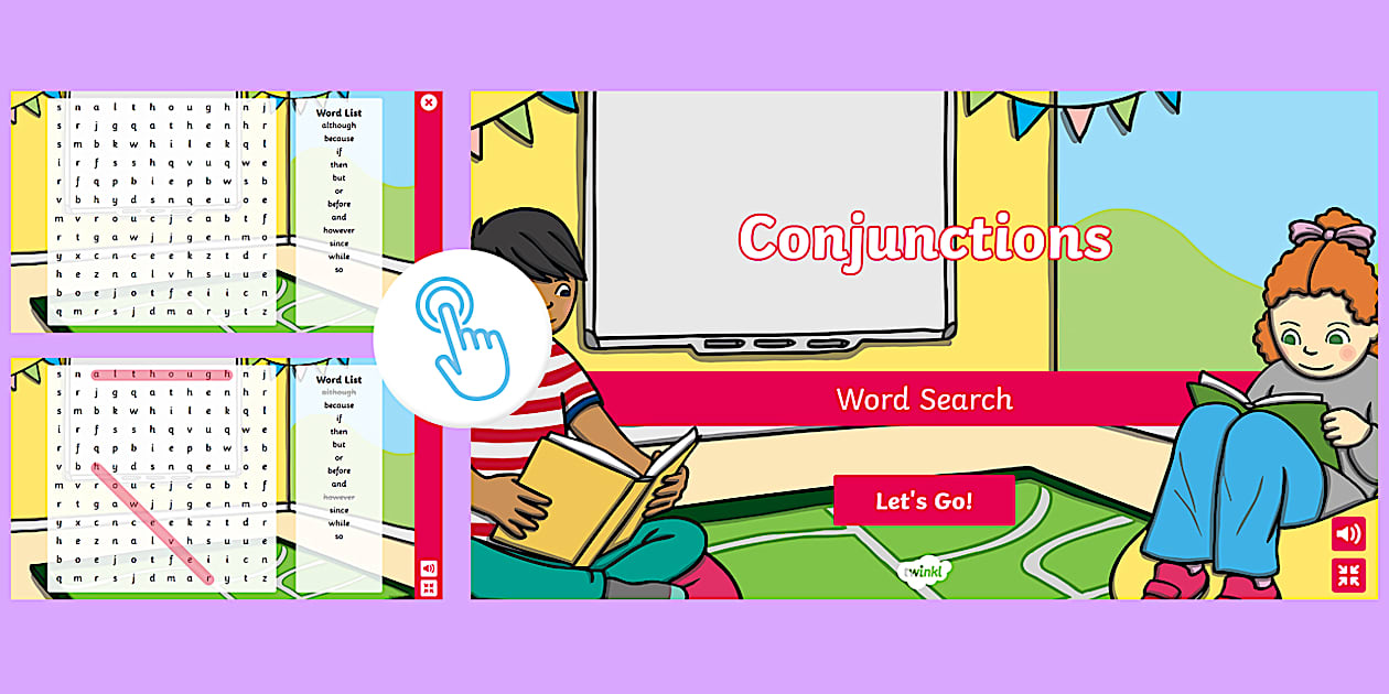 Conjunctions Interactive Word Search (teacher made) - Twinkl