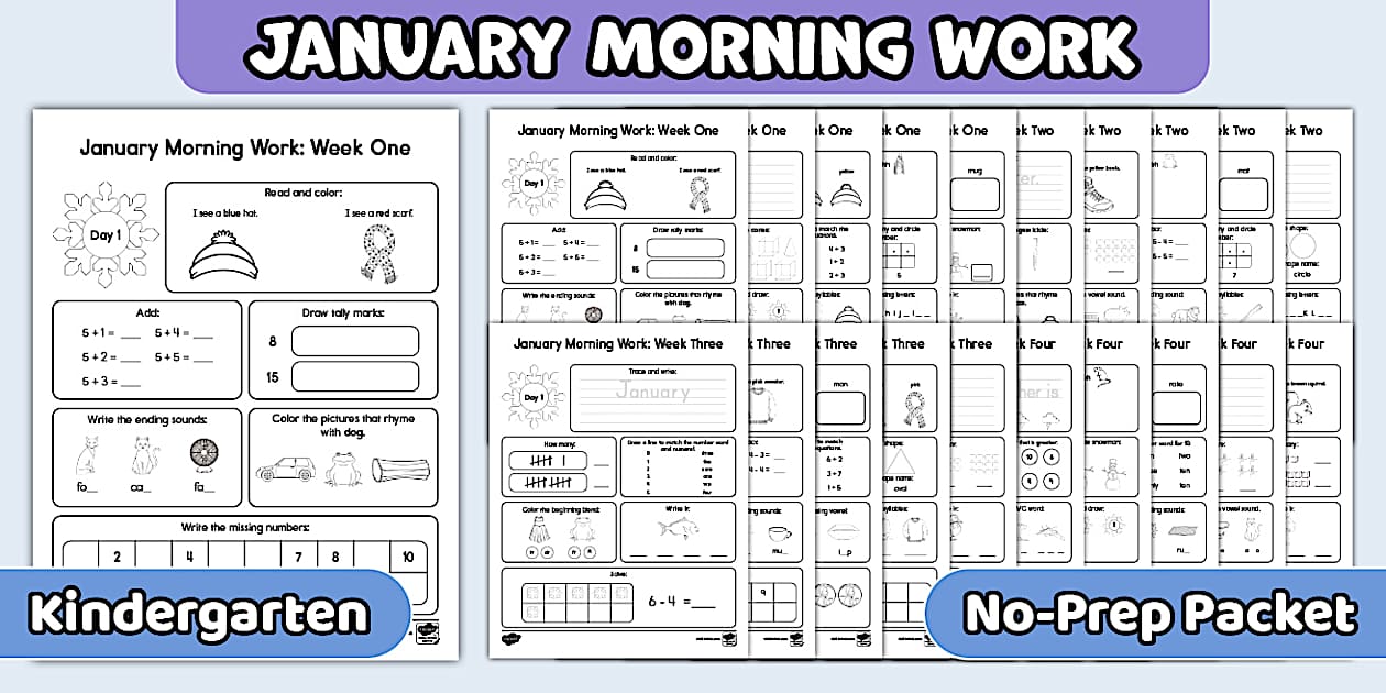 January Morning Work Kindergarten Resource Pack | Twinkl USA