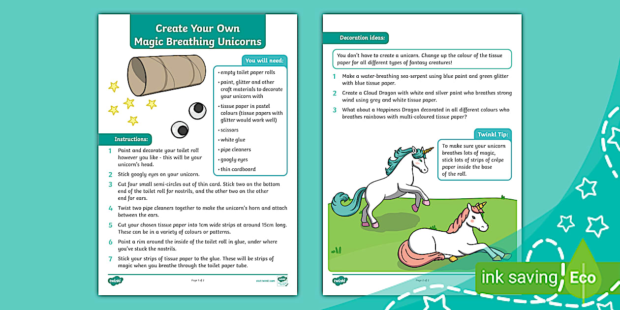 Magic Unicorn Breath Craft Activity (teacher made) - Twinkl