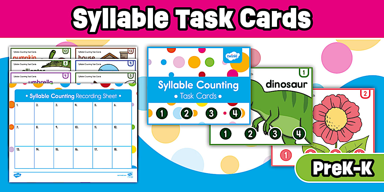 Colorful Syllable Counting Cards for PreK-K | Twinkl USA