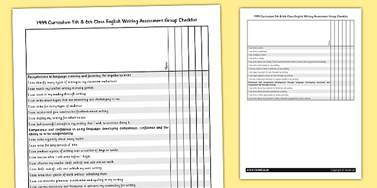 1999 Curriculum 5th and 6th Class English Writing Assessment Group ...