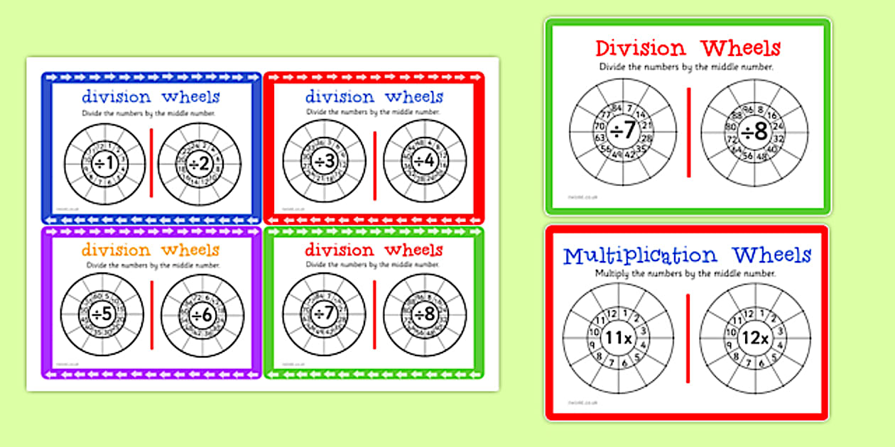 Multiplication and Division Wheels Maths Challenge Cards - maths