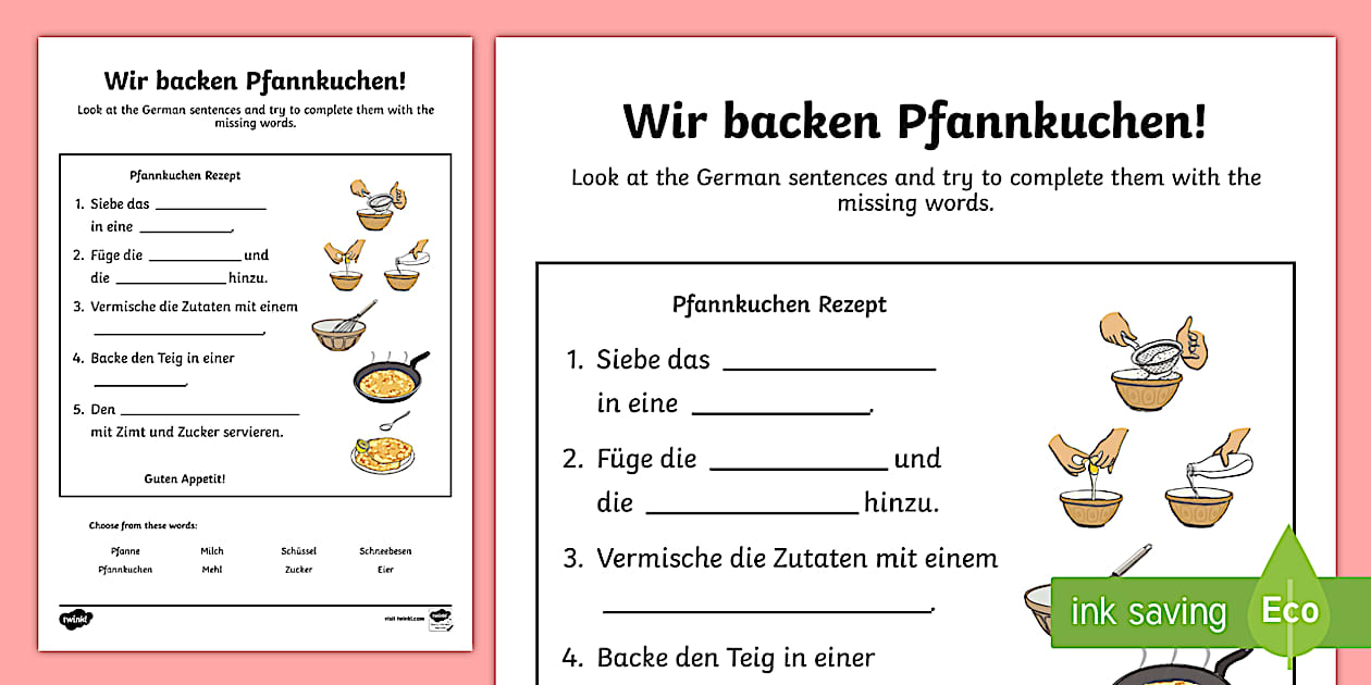 Pancake Baking Word Fill Worksheet / Worksheet - Twinkl