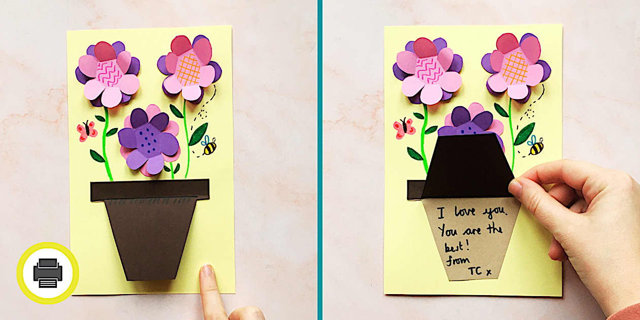 Mother's Day Flower Pot Card - Mother's Day Card Craft