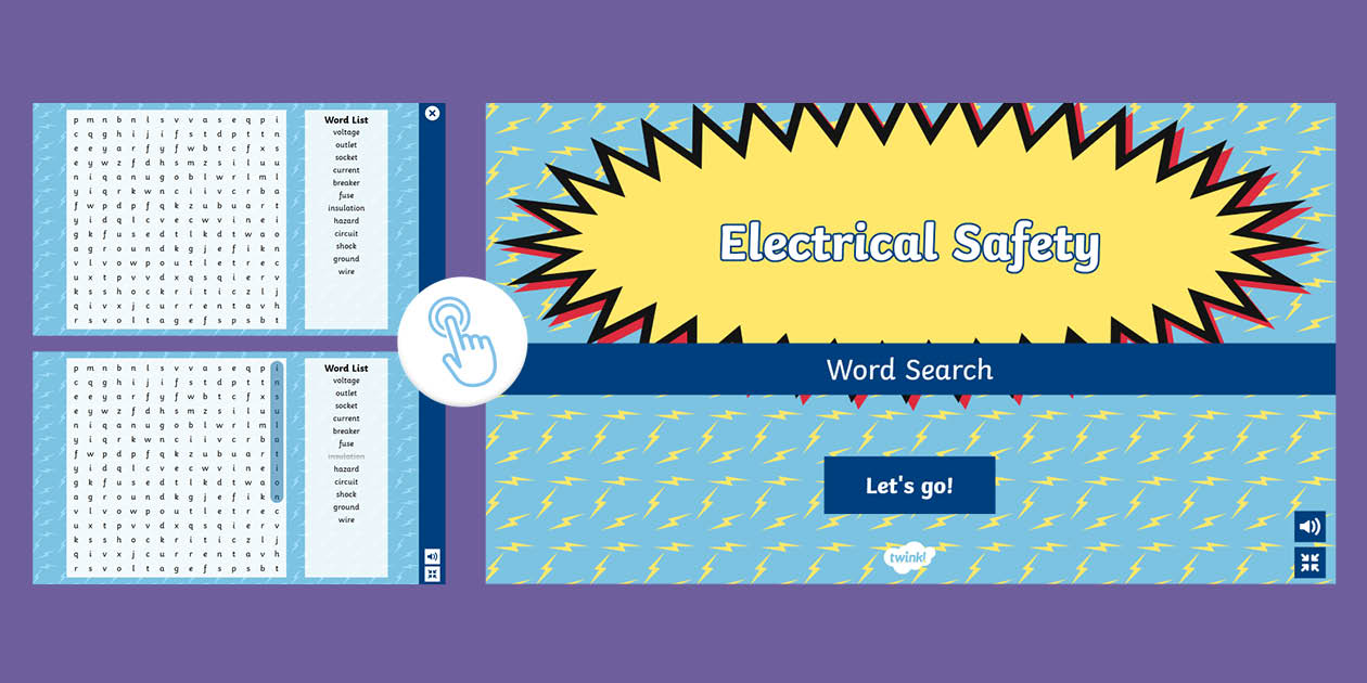 * NEW * Electrical Safety Interactive Word Search - Twinkl