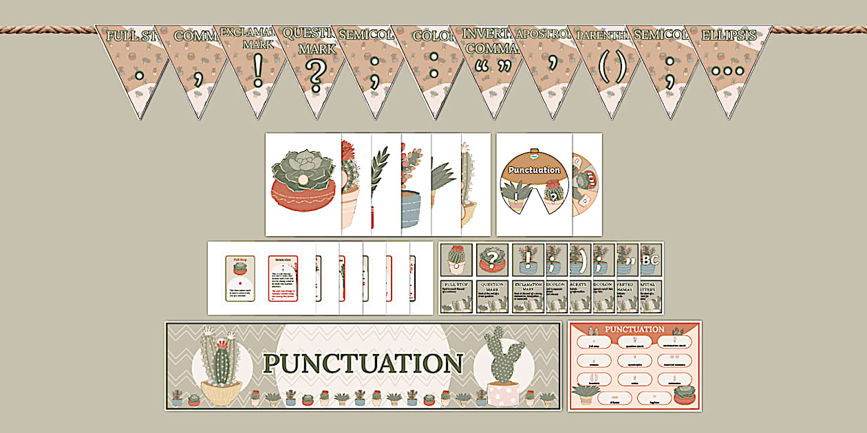 Succulents-Themed Punctuation Display Pack - Twinkl