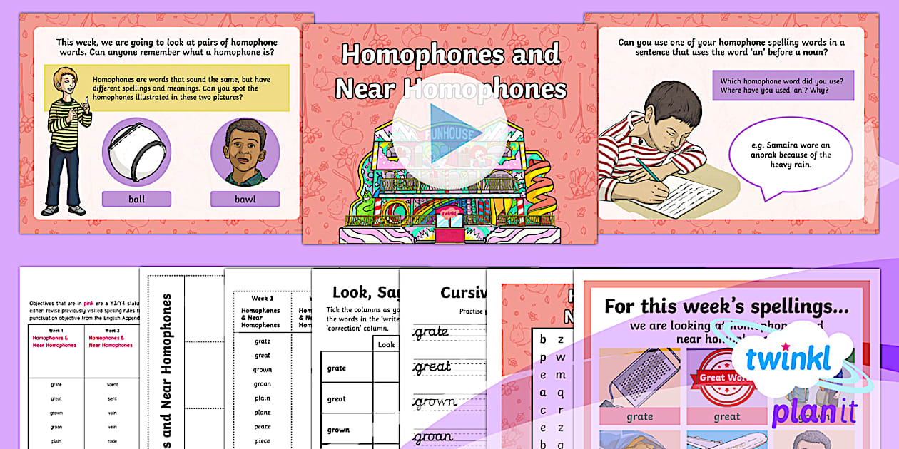 Homophones & Near Homophones Lesson Plan - Twinkl