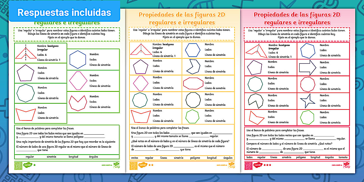 Ficha de actividad: Figuras 2D regulares e irregulares - Simetría