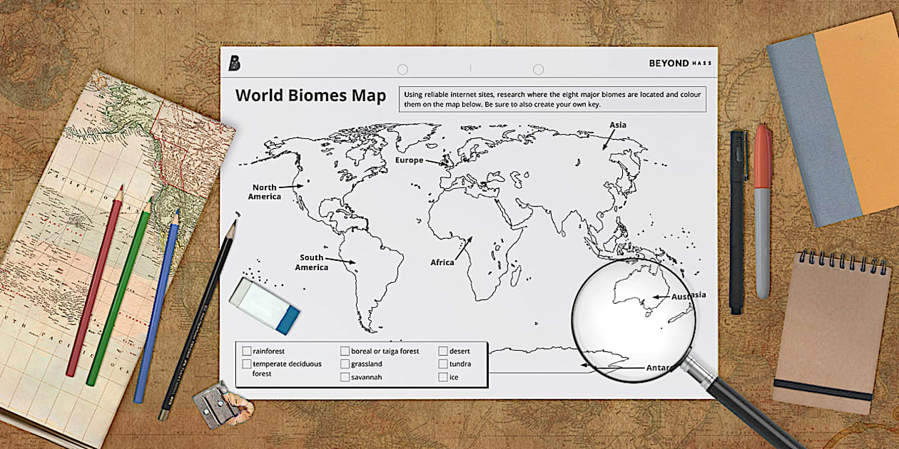 Biomes World Map Colouring Activity - Science (teacher made)