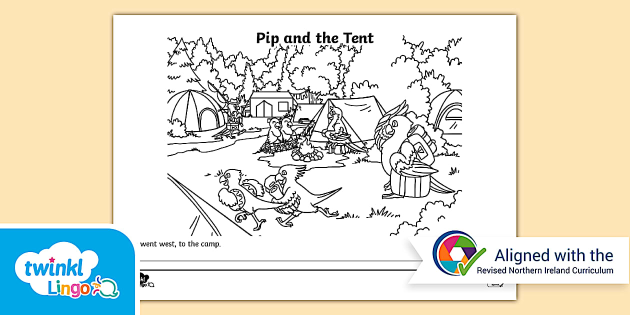 Pip and the Tent Colouring Page (teacher made) - Twinkl