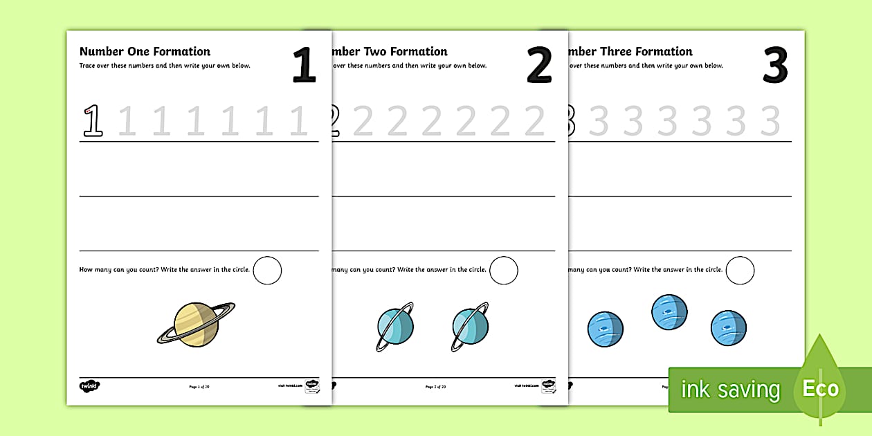 Space Themed Number Formation Activity Booklet - Twinkl