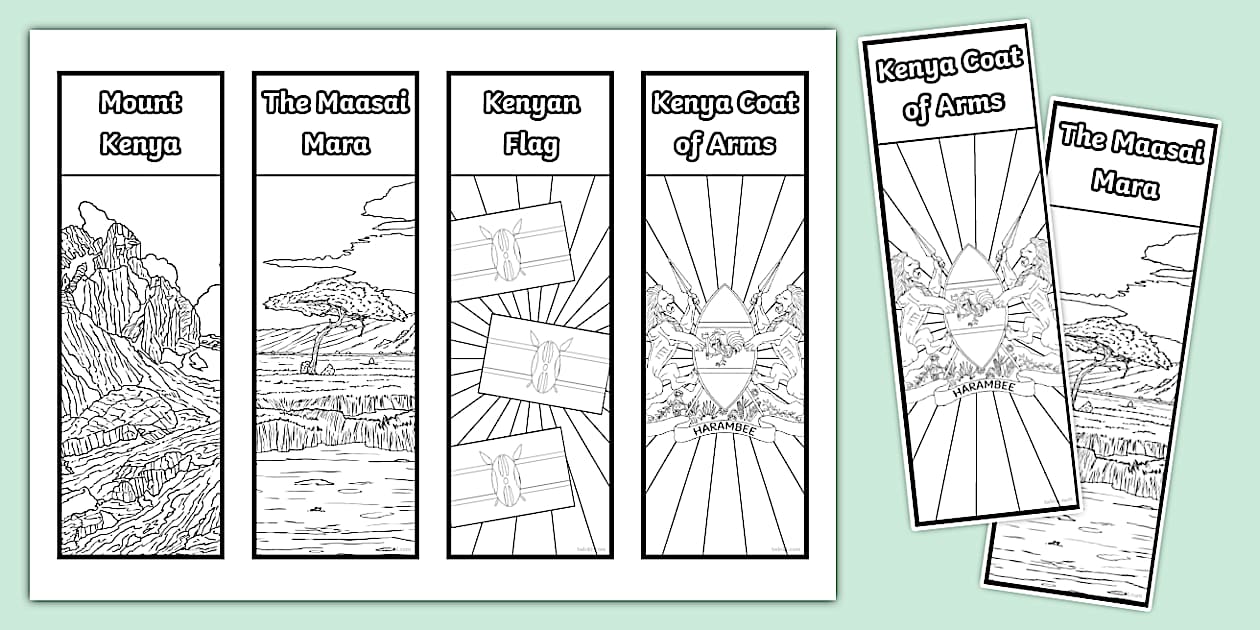 Kenya Colouring Bookmarks (teacher made) - Twinkl