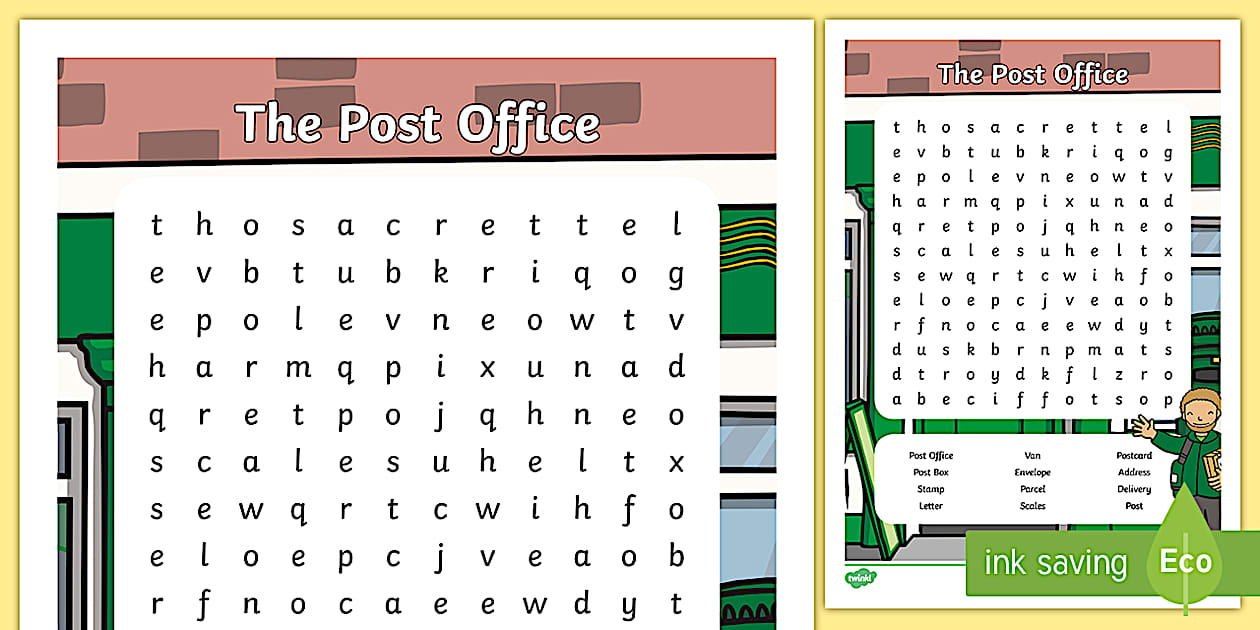The Post Office Aistear Word Search (Teacher-Made) - Twinkl