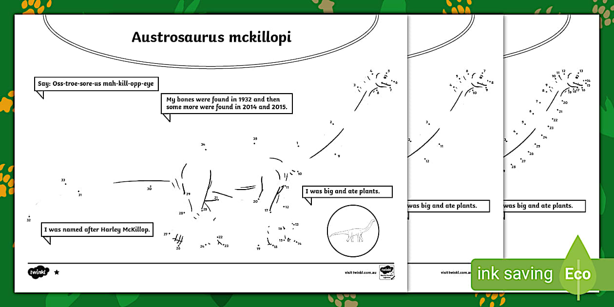 Australian Dinosaur Austrosaurus mckillopi Dot to Dot