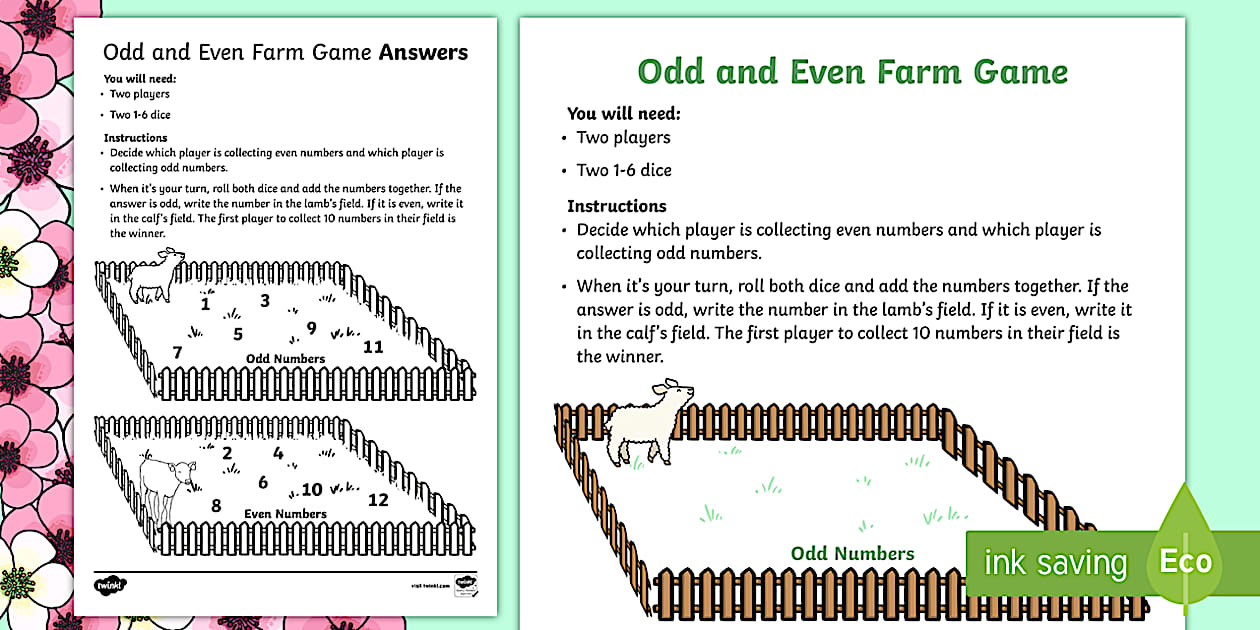 Odd and Even Numbers Farm Game (teacher made) - Twinkl