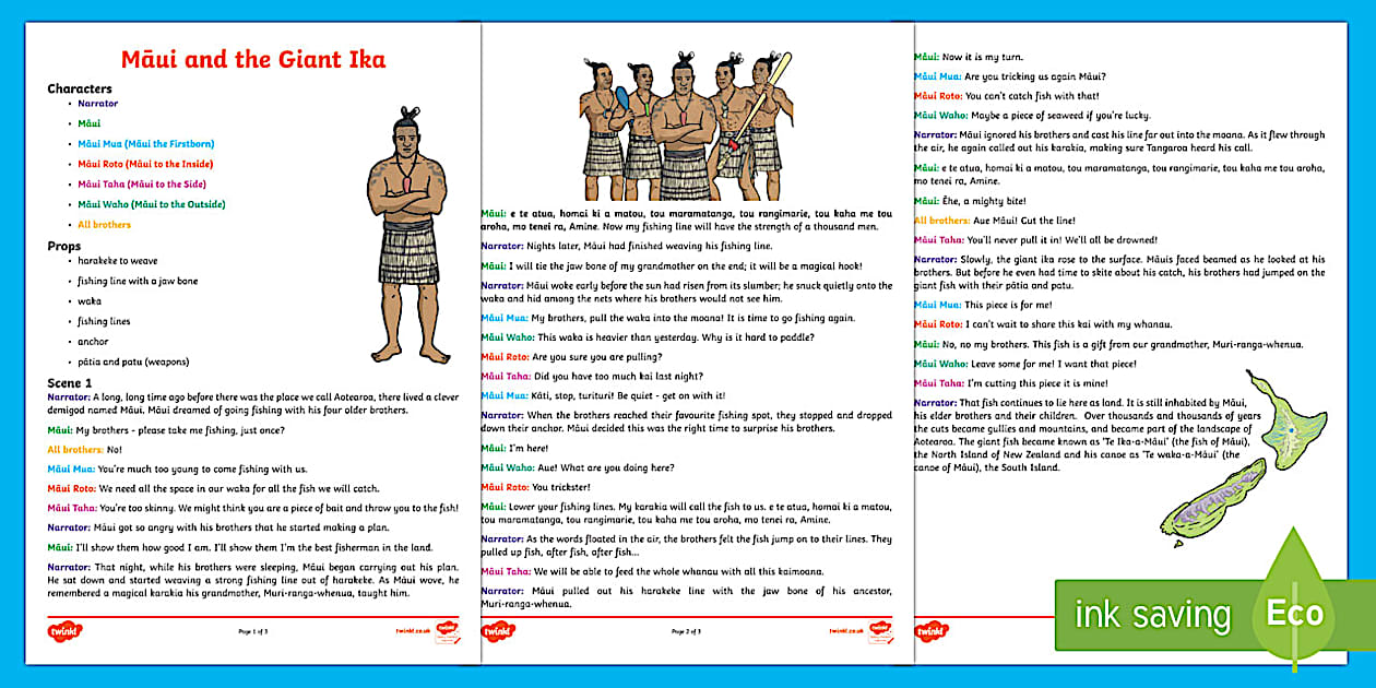 Māui and the Giant Ika Play Script (teacher made) - Twinkl