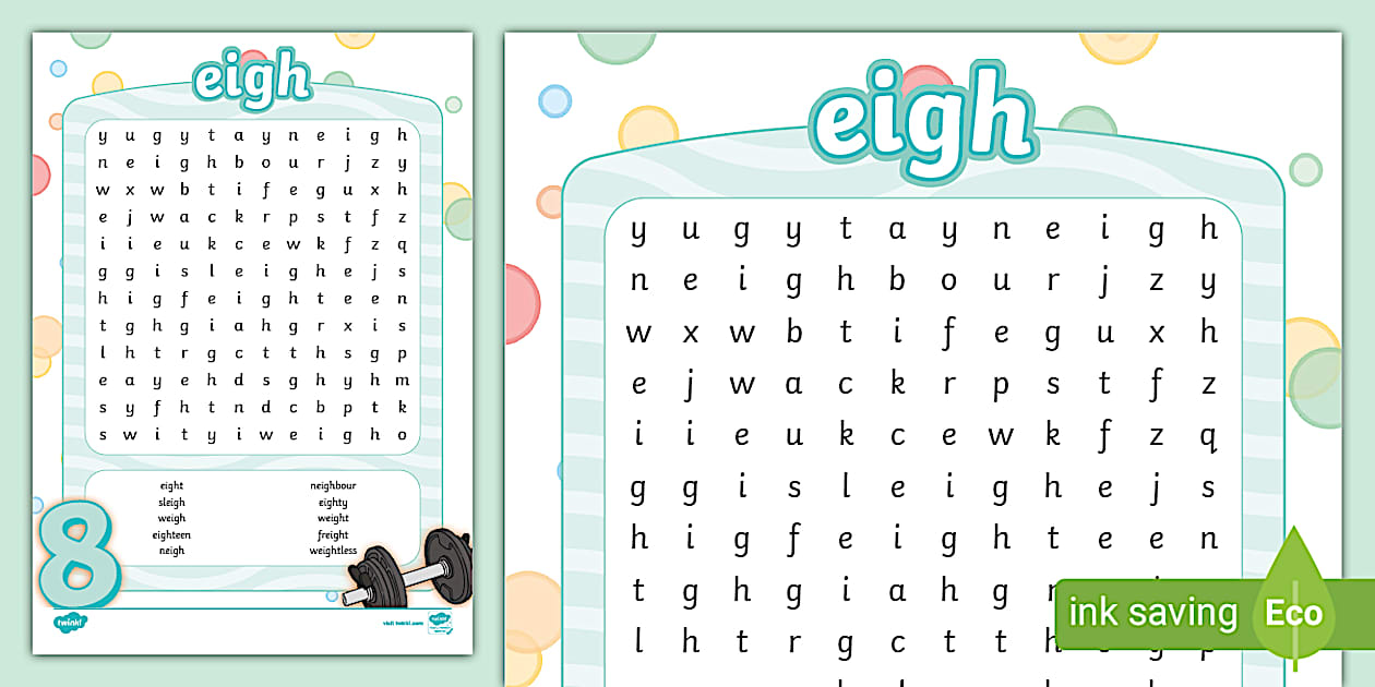 'eigh' Word Search - Phonics - KS1 (teacher made) - Twinkl