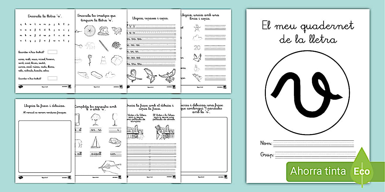 Quadernet de lectoescriptura: La lletra V - Català - Twinkl