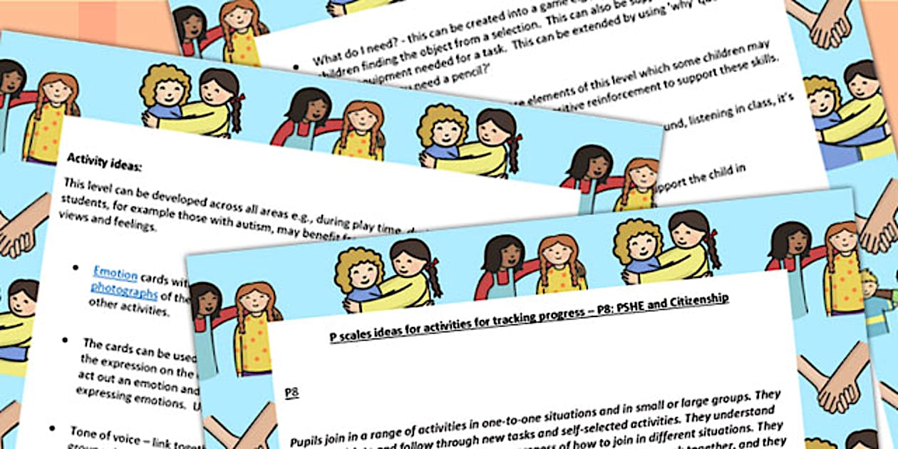 P Scales Ideas Activities for Tracking Progress PSHE Citizenship