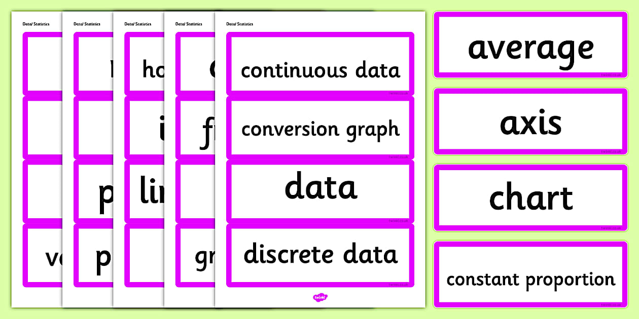 Grade 6 Data and Statistics Vocabulary Cards - data - Twinkl