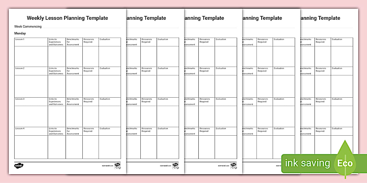 Weekly Lesson Plan Format for Teachers | CfE | Twinkl