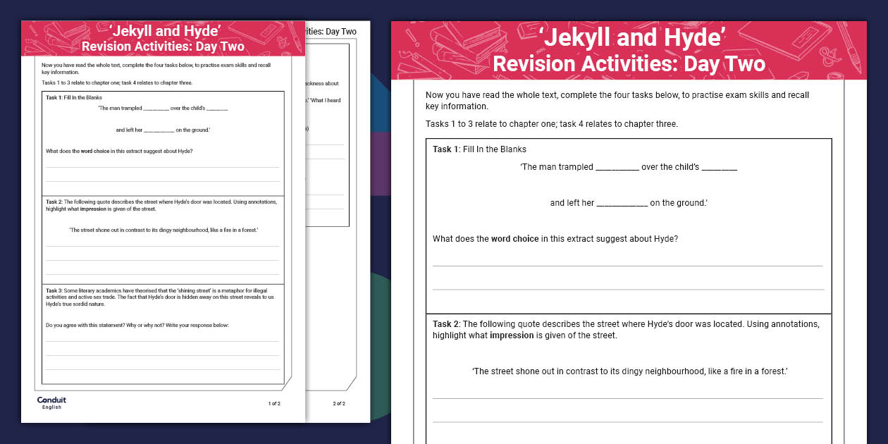 'Jekyll and Hyde' Revision Activities: Day Two - Twinkl