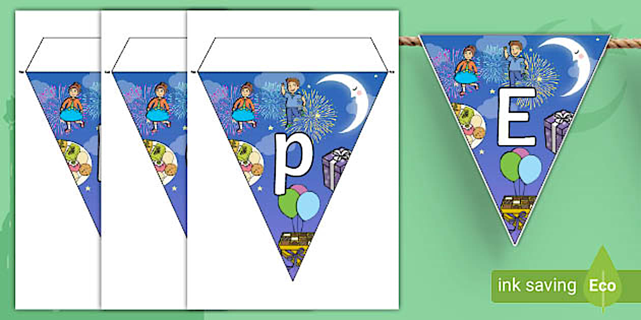 Happy Eid Fitr Display Bunting (teacher made) - Twinkl